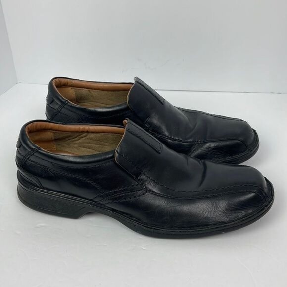 Clarks | Shoes | Clarks Mens Black Leather Slip On Loafers Size 15 M ...